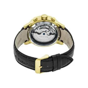 HERITOR AUTOMATIC Semi-skeleton Leather-band Watch - Gold/silver