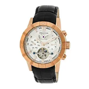 HERITOR AUTOMATIC Heritor Automatic Semi-Skeleton Leather-Band Watch Rose Gold/silver