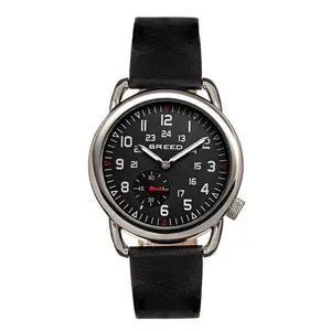 BREED Regulator Leather Strap Watch - Black