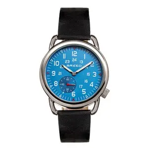 BREED BREED Regulator Leather Strap Watch Black/blue