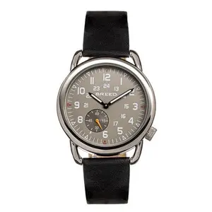 BREED BREED Regulator Leather Strap Watch Black/gunmetal