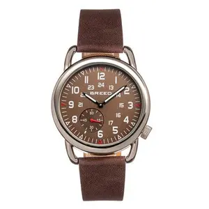 BREED BREED Regulator Leather Strap Watch Dark Brown