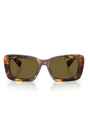 Miu Miu 53mm Rectangular Sunglasses - Blond Havana