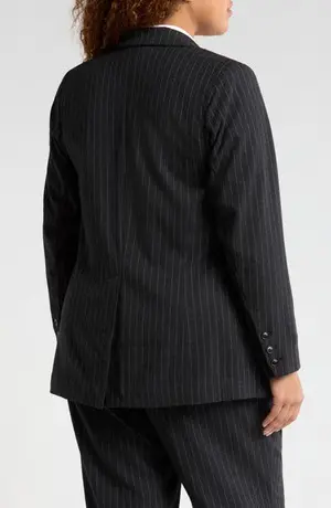 Universal Standard Pinstripe Notched Lapel Blazer
