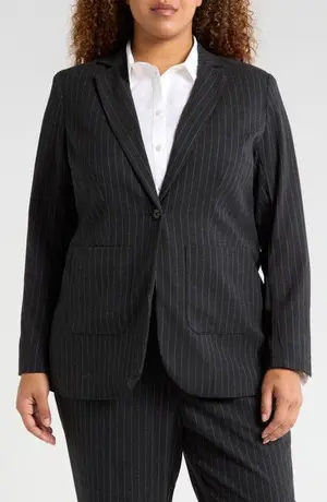 Universal Standard Pinstripe Notched Lapel Blazer