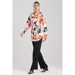 Natori Cressida Printed Silk Twill Tunic Shirt - Multi