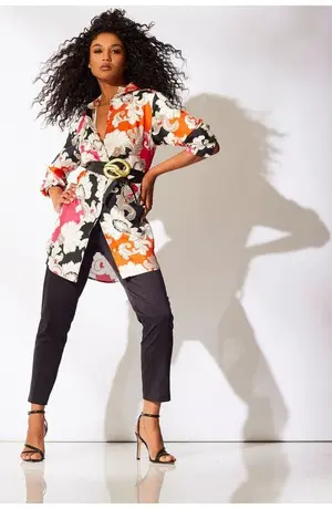 Natori Cressida Printed Silk Twill Tunic Shirt