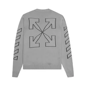 Off-White Diag Outline Arrow Knit Crewneck Sweatshirt - Grey