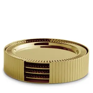 ANNA NEW YORK Striations Coasters, Set Of 4 In Holder - Gold