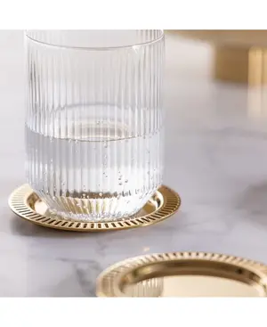 ANNA NEW YORK Striations Coasters, Set Of 4 In Holder - Gold