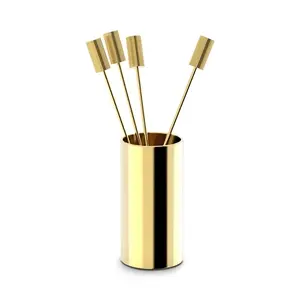 ANNA NEW YORK Striations Cocktail Picks In Holder, Set Of 4 - Gold