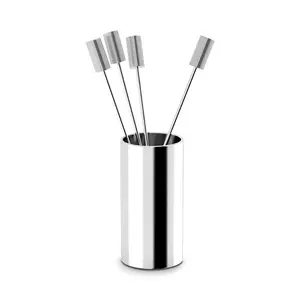 ANNA NEW YORK Striations Cocktail Picks In Holder, Set Of 4 - Silver