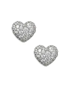 Nadri Cubic Zirconia Heart Stud Earrings - Silver