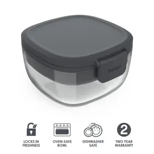 BENTGO Glass Leak Proof Salad Container - Dark Gray