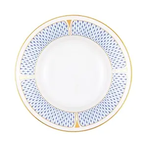 HEREND Art Deco Rim Soup Plate - Blue