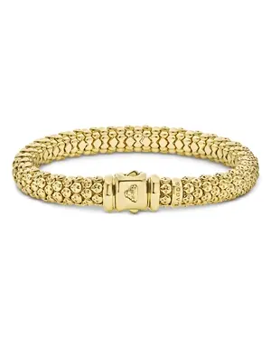 Lagos 18k Yellow Caviar Skull Bracelet