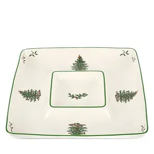 SPODE Christmas Tree Chip 'n Dip Tray - Square