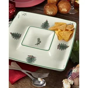 SPODE Christmas Tree Chip 'n Dip Tray