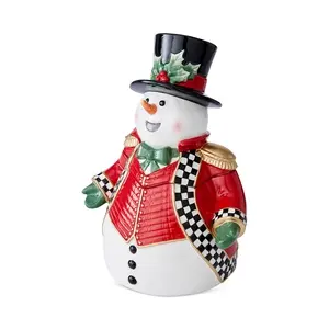 SPODE Christmas Tree Black & White Snowman Cookie Jar