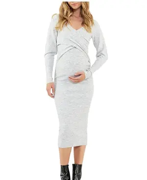 silk blend rib knit dress Ida stretch rib knit midi dress main image 0