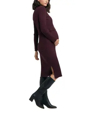 RIPE MATERNITY Ruby Rib Nursing Midi Dress