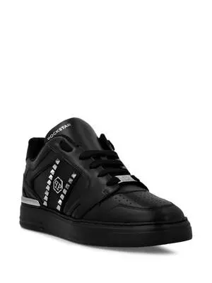 Philipp Plein Stud-embellished Leather Sneakers - Black