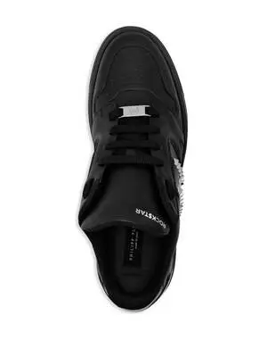 Philipp Plein Stud-embellished Leather Sneakers - Black