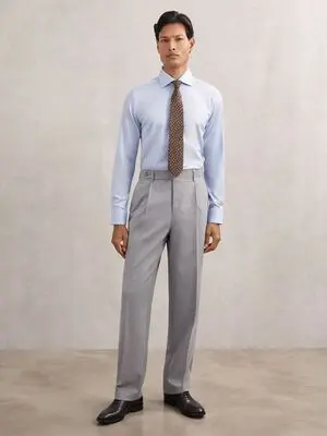 REISS Slim Bishopsgate Slim Fit Cotton-blend Stretch Shirt - Soft Blue