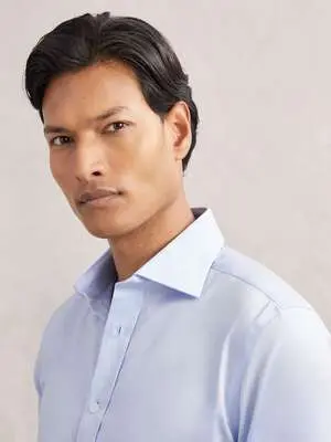 REISS Slim Bishopsgate Slim Fit Cotton-blend Stretch Shirt - Soft Blue