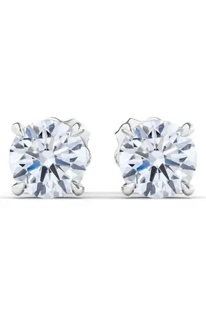 HAUTECARAT Round Brilliant Cut Lab Created Diamond Stud Earrings - 3.00 Ctw White Gold