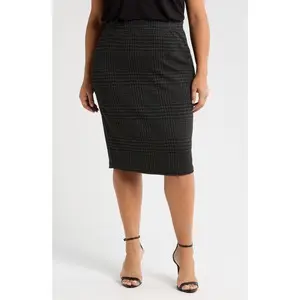 Universal Standard Danube Stretch Ponte Skirt - Charcoal Houndstooth