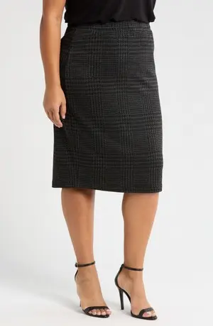 Universal Standard Danube Stretch Ponte Skirt - Charcoal Houndstooth