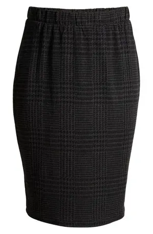 Universal Standard Danube Stretch Ponte Skirt - Charcoal Houndstooth