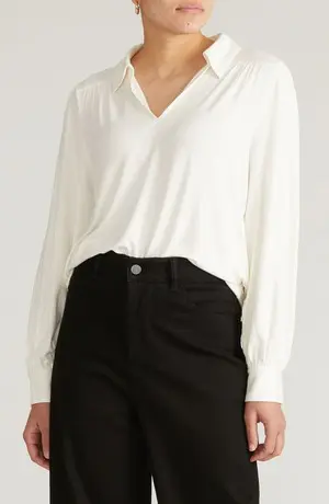 Universal Standard Moore Liquid Jersey Popover Top - White