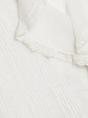 DÔEN Hardy Pintuck Cotton Shawl-collar Blouse - Salt