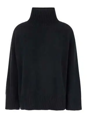 Soft Goat Boyfriend' Cashmere Turtleneck Sweater - Black