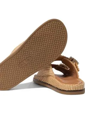 ALIBI Greta Raffia Sandals - Beige