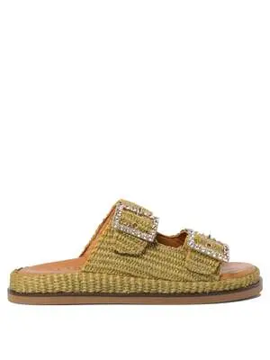 ALIBI Greta Raffia Sandals - Green