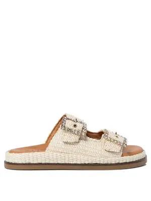 ALIBI Greta Raffia Sandals - White