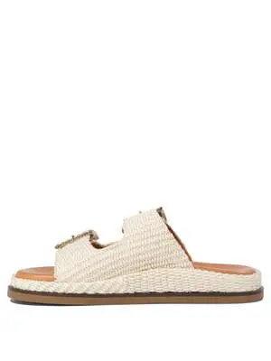 ALIBI Greta Raffia Sandals - White