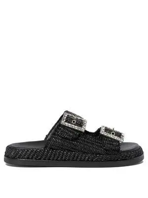 ALIBI Greta Raffia Sandals - Black