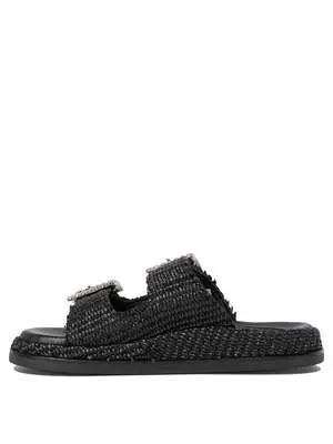 ALIBI Greta Raffia Sandals - Black