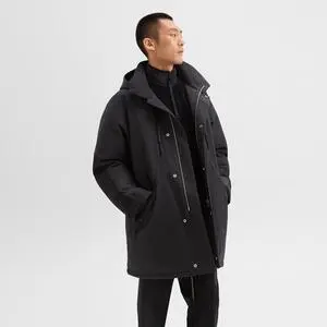 Theory Hooded Parka In Wool-blend Twill