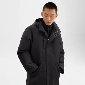 Theory Hooded Parka In Wool-blend Twill