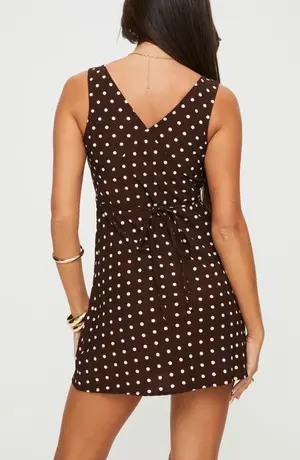 Princess Polly Nellie Polka Dot Mini Dress - Brown