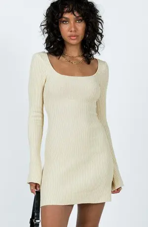 Princess Polly Brownhall Long Sleeve Rib Minidress