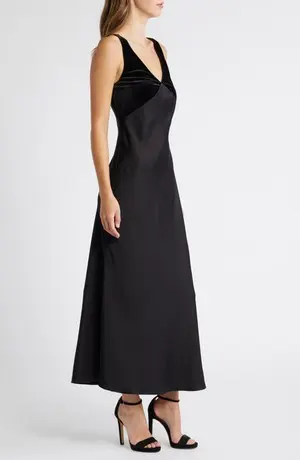 Sam Edelman Satin & Velvet Maxi Dress