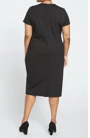 Universal Standard Stretch Ponte Dress - Slate Pinstripe