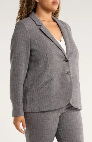 Universal Standard Beas Ponte Blazer - Herringbone Tweed