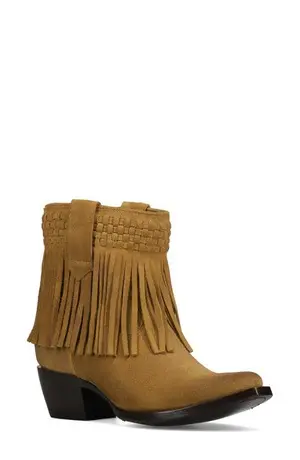 Frye Sacha Fringe Bootie - Dark Sand